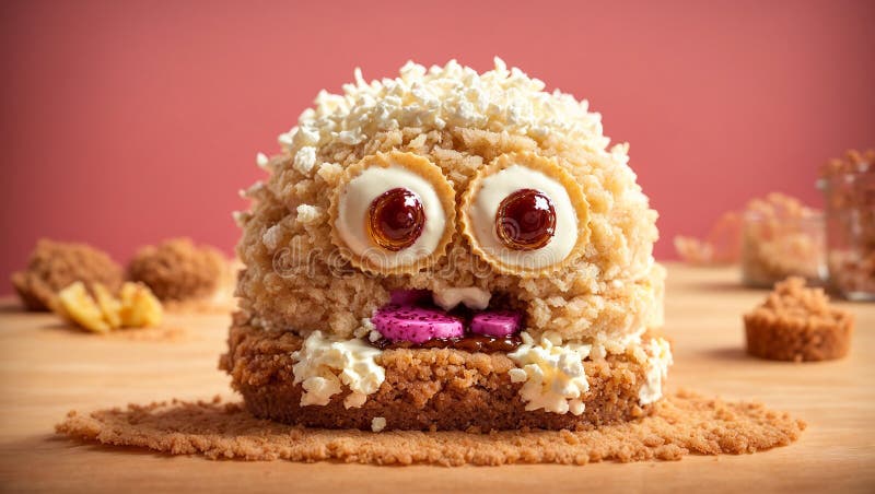 Cake monster with eyes stock illustration. Illustration of funny ...