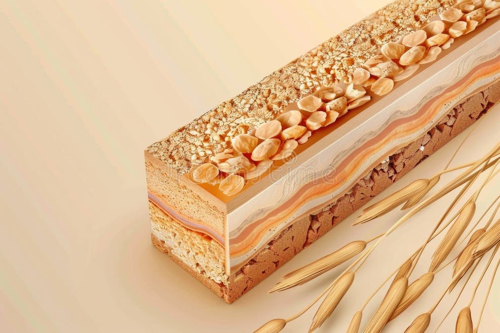 A Cake with Nuts on Top and a Layer of Bread Underneath Stock Image ...