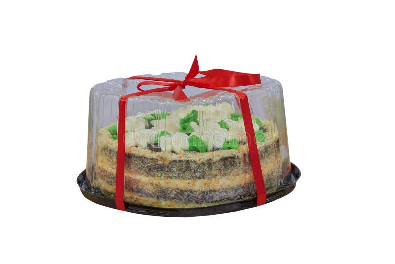 Cake Packed in a Transparent Plastic Box,round Cake in Transparent ...