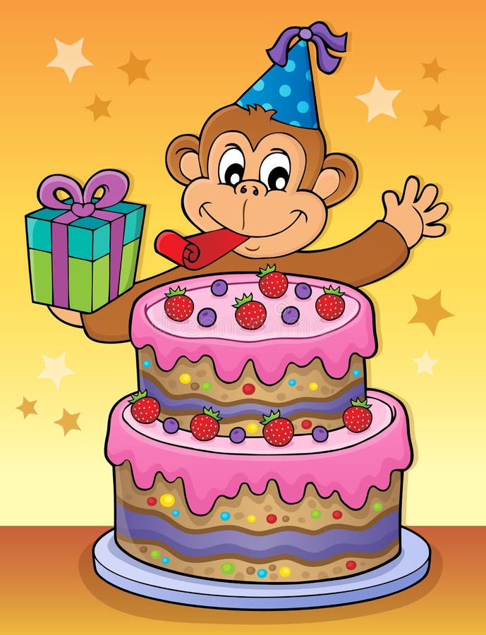 Party monkey theme image 1 stock vector. Illustration of smile - 105511790