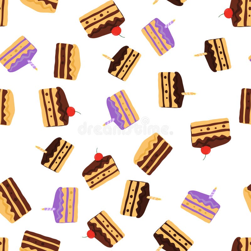 Cake Pattern. Seamless Background. Stock Vector - Illustration of icon ...