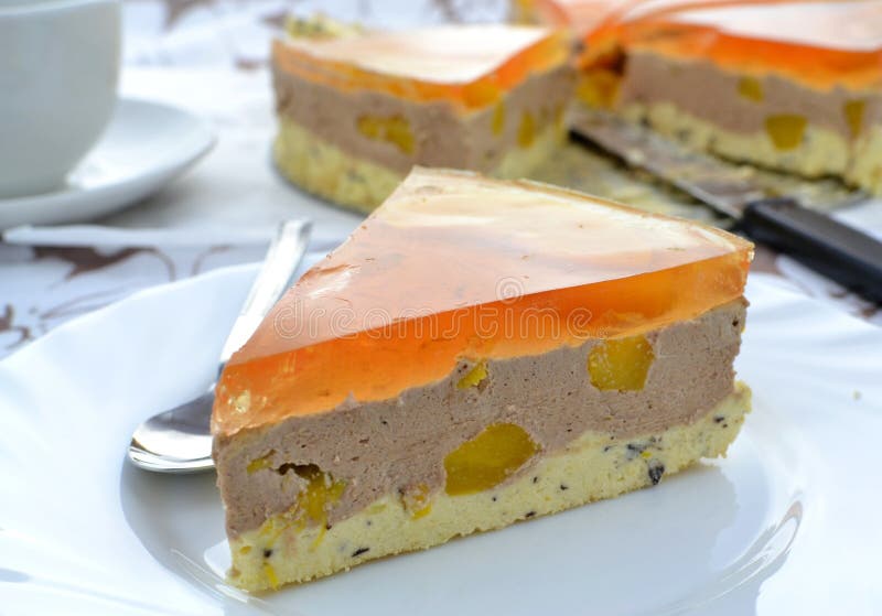 Cake - peach glacier stock image. Image of glacier, dessert - 311383361