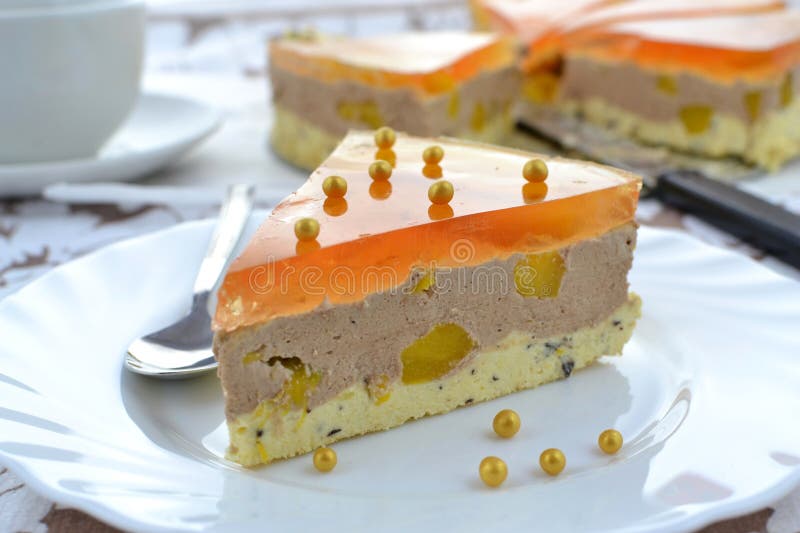 Cake - peach glacier stock image. Image of dessert, tasty - 311383367