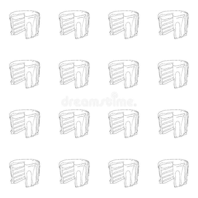 Cake with a Piece Cut Out. Seamless Pattern Stock Vector - Illustration ...