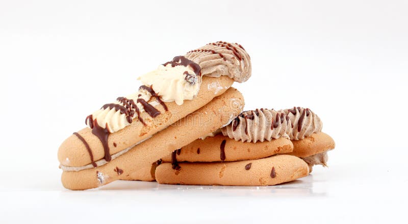 Cake Pieces of Chocolate and Vanilla Filling. Stock Image - Image of ...