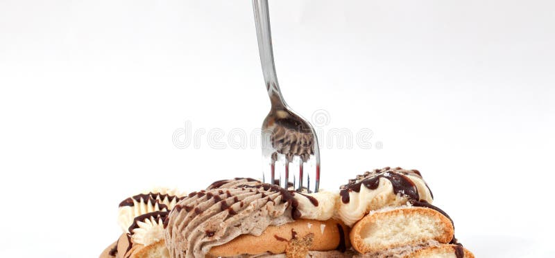 Cake Pieces of Chocolate and Vanilla Filling. Stock Photo - Image of ...