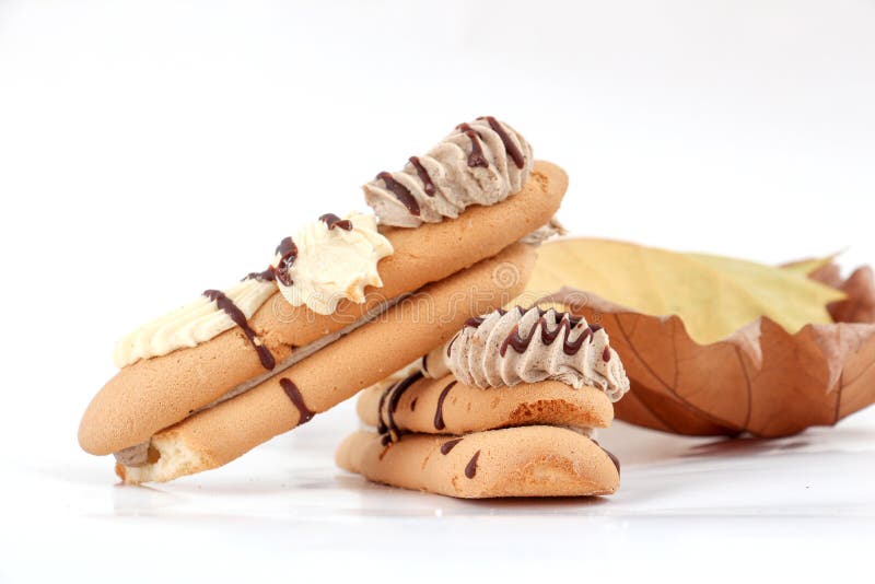 Cake Pieces of Chocolate and Vanilla Filling. Stock Photo - Image of ...