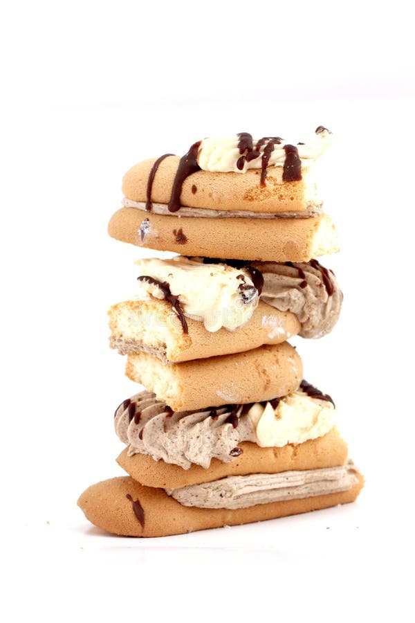 Cake Pieces of Chocolate and Vanilla Filling. Stock Photo - Image of ...