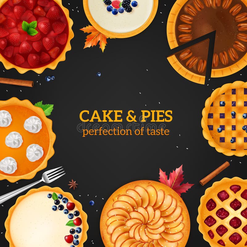 Cake Pies Frame Composition Stock Vector - Illustration of menu, round ...