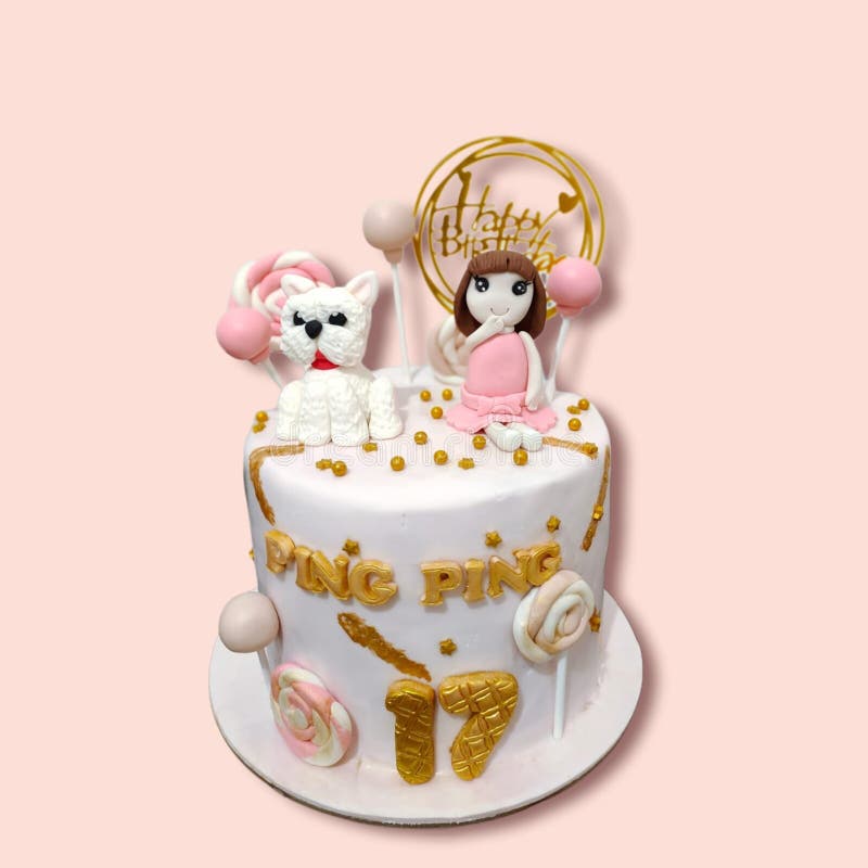 Cake Pinky and doggy stock photo. Image of icing, dessert - 264386910