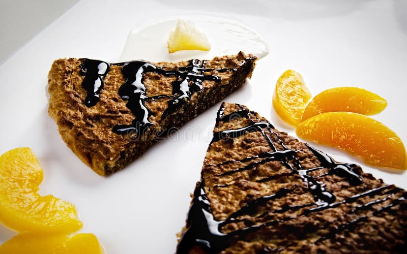 Cake in plate stock image. Image of brown, custard, pastry - 22432829