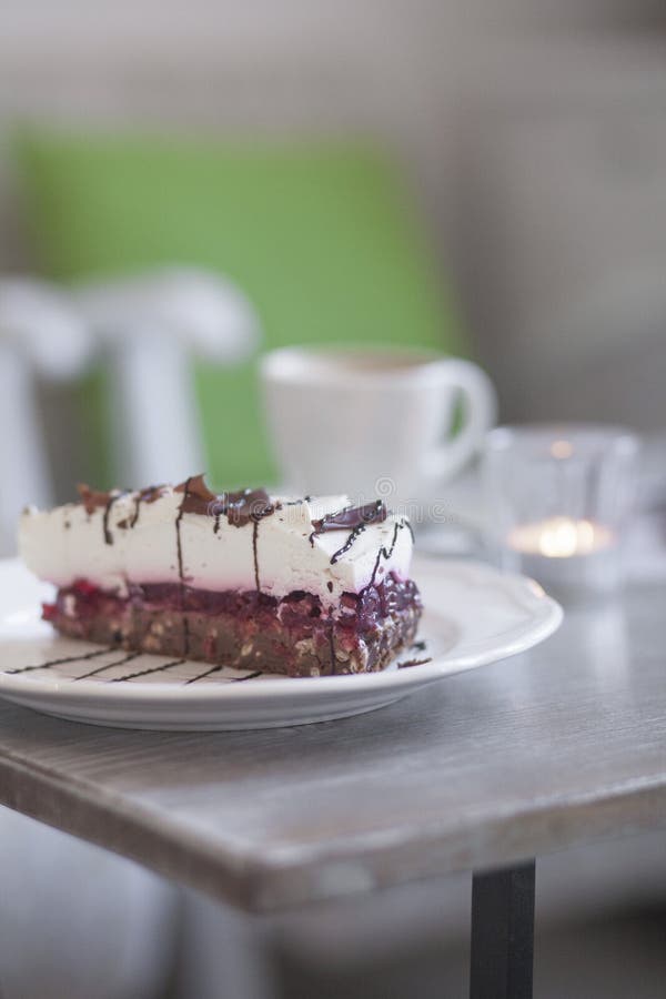 Cake on plate stock photo. Image of chip, wood, dish - 77342086