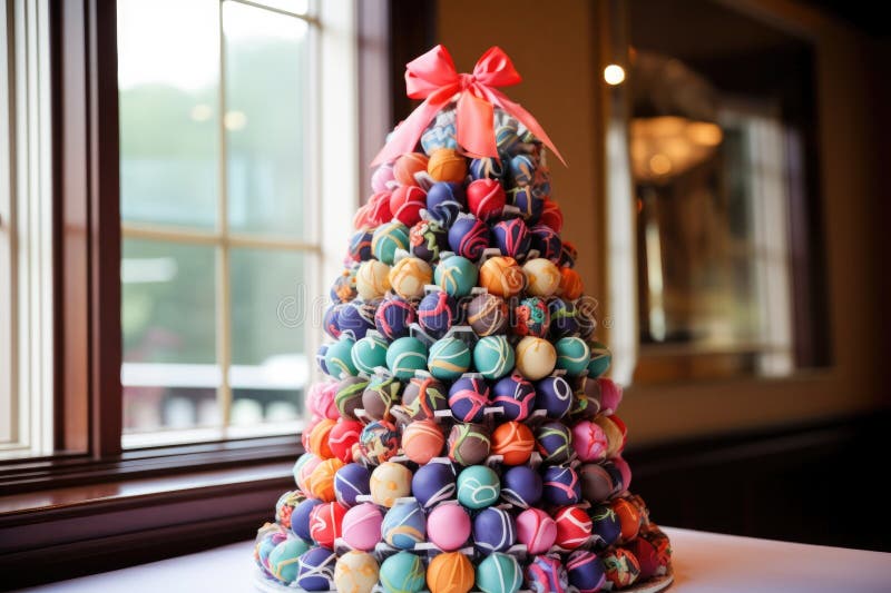 Cake Pop Tower Overflowing with Colorful Cake Pops, with Cascading ...
