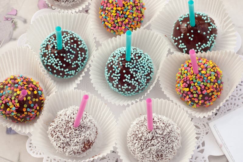 Cake Pops with Colorful Sprinkles. Cake Pops with Candy Sprinkles Close ...