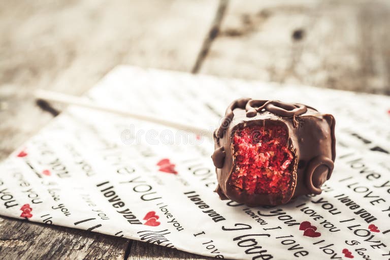 Cake Pops with Heart-shaped Bitten Off Close-up Stock Image - Image of ...