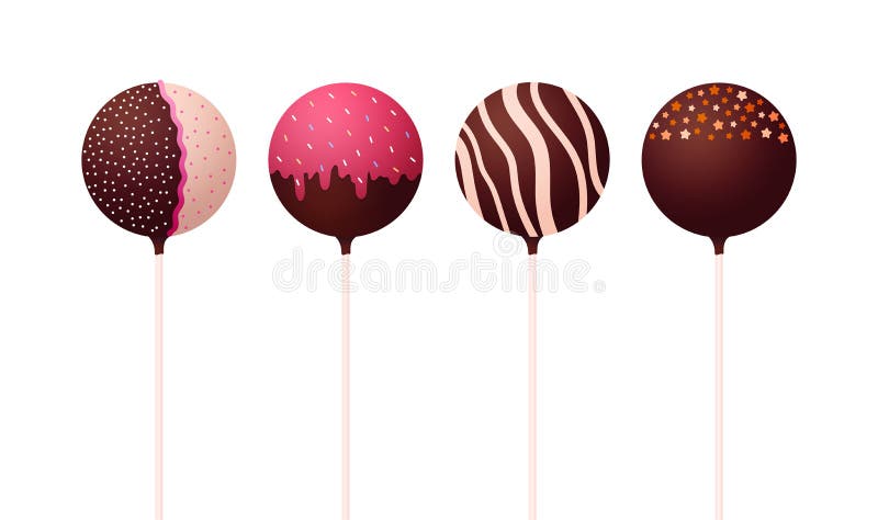 Cake Pops Set. Vector Illustration in Realistic Style.. Stock Vector ...