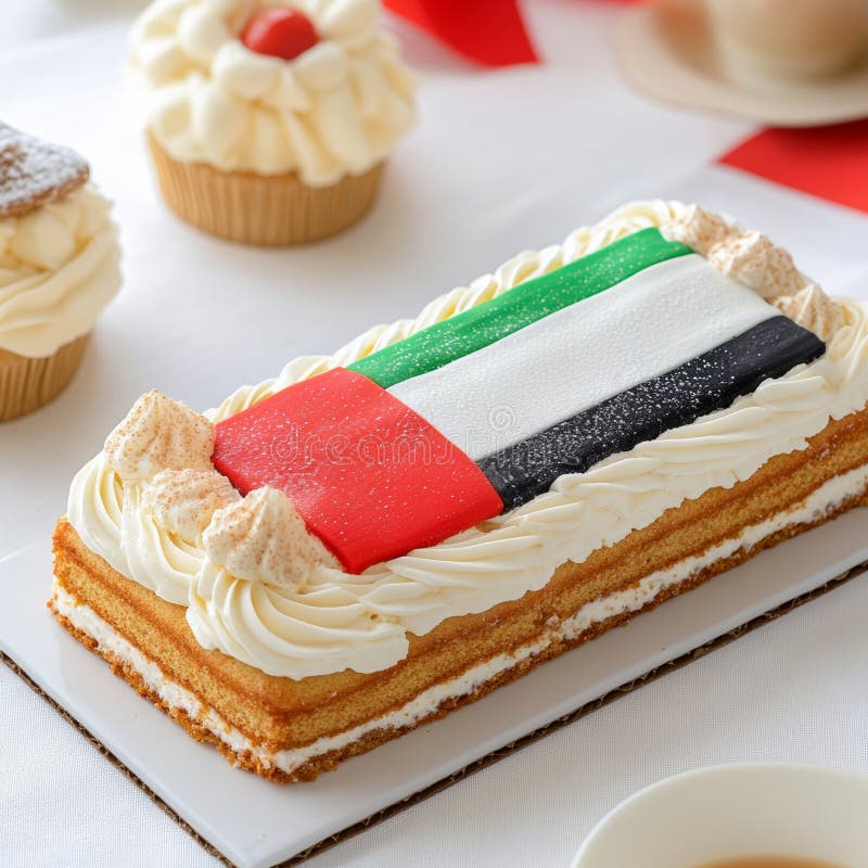 Cake with Print of Flag of UAE for National Day Holiday Celebration ...
