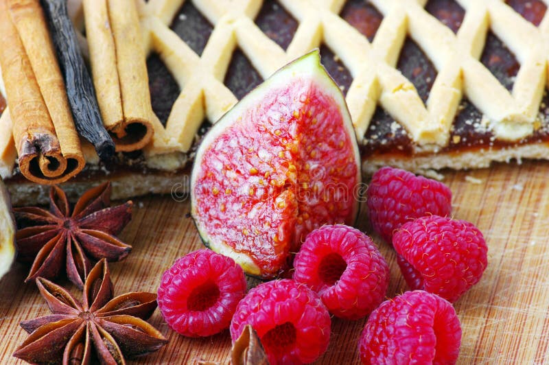 Cake with Raspberry and Vanilla Stock Image - Image of freshness ...