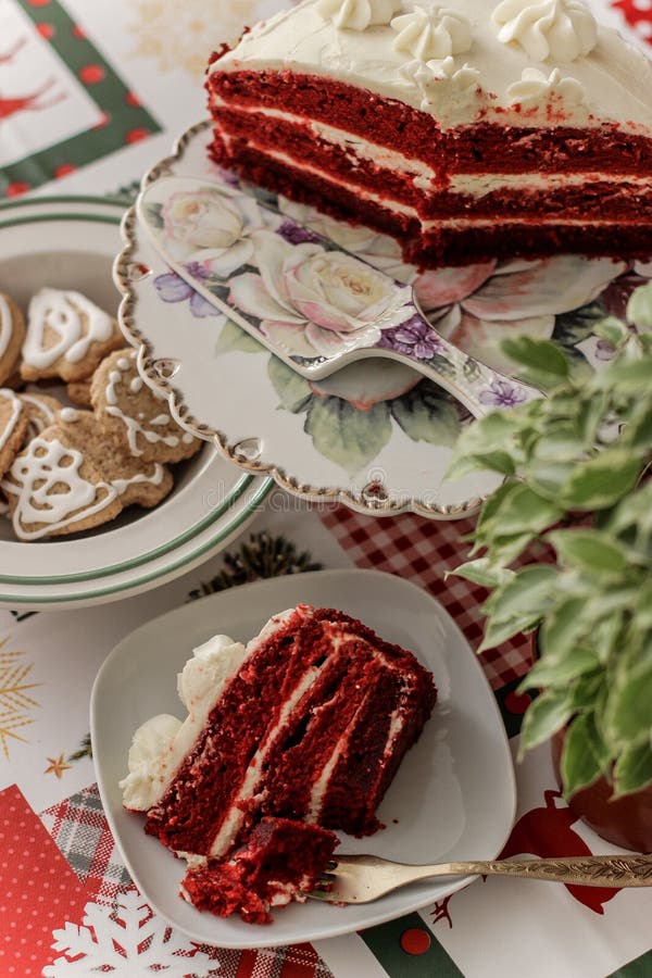 The cake Red Velvet stock photo. Image of table, biscuits - 70601448