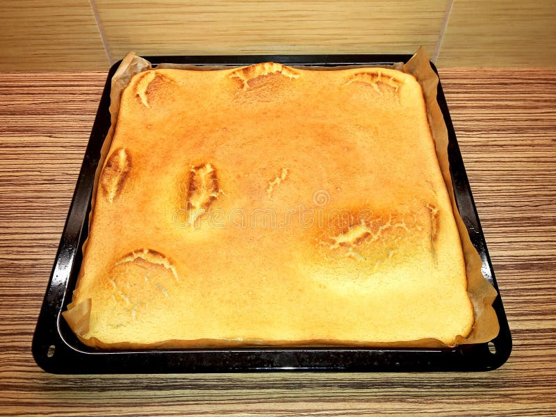 Cake Roasted on Baking Paper in Baking Tray Stock Image - Image of ...