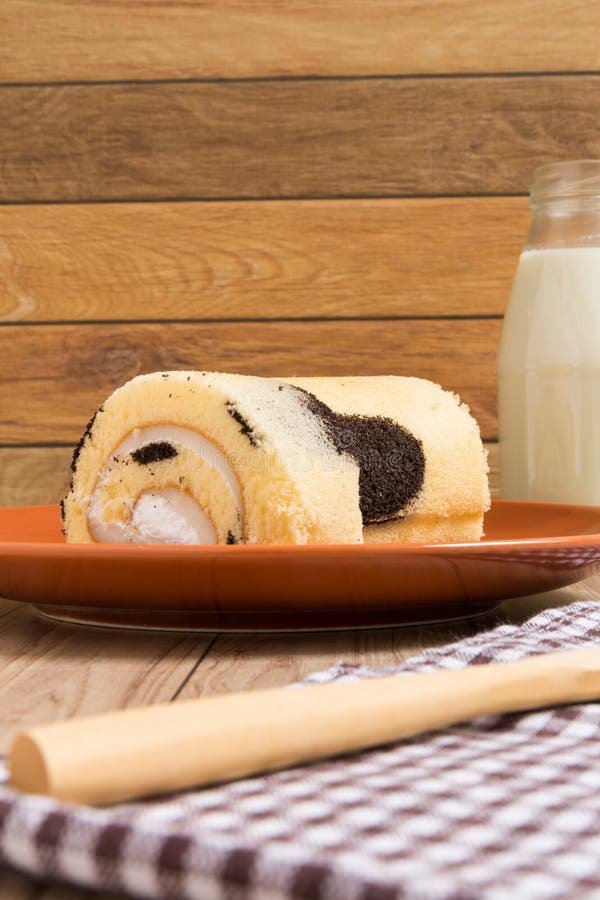Swiss Roll Cake stock photo. Image of bakery, cream, chocolate - 55803770