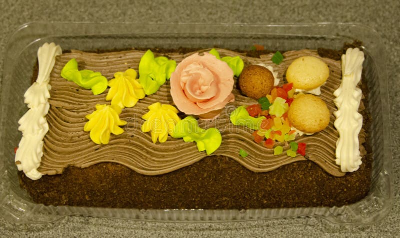 Sponge cake cream in a box stock photo. Image of sweet - 240703268