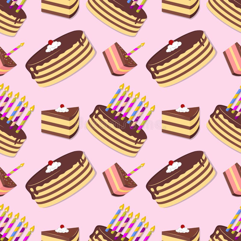 Cake Seamless Pattern. Flat Style Vector Illustration Stock Vector ...