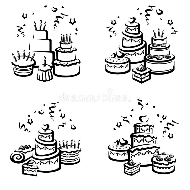 Cake Set. Elements and Icons Collection Cake Stock Vector ...