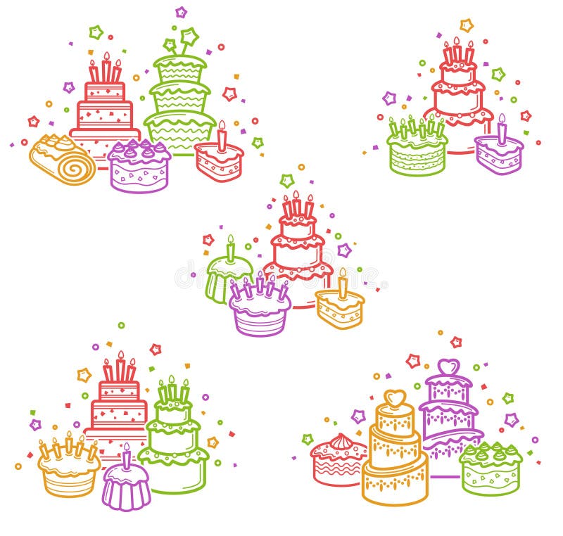 Cake Set. Elements and Icons Collection Cake Stock Illustration ...