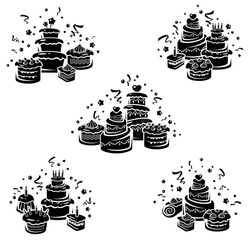 Cake Set. Elements and Icons Collection Cake Stock Vector ...