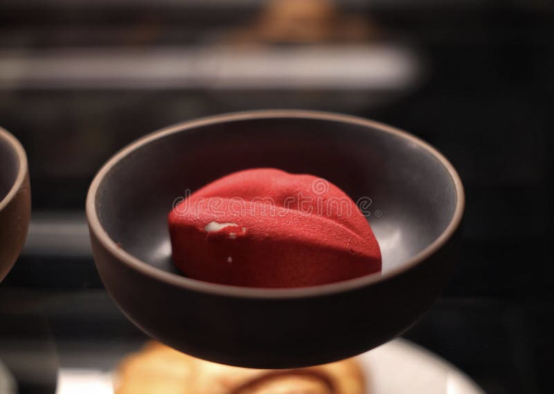 Cake in the Shape of Red Lips in a Deep Plate Stock Image - Image of ...