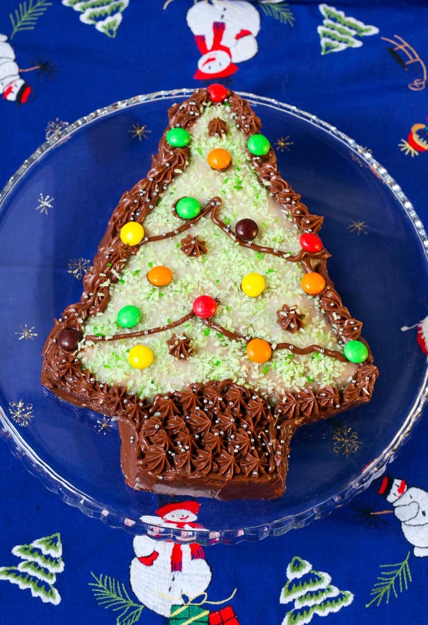 Cake Shaped and Decorated Like Christmas Tree Stock Image - Image of ...