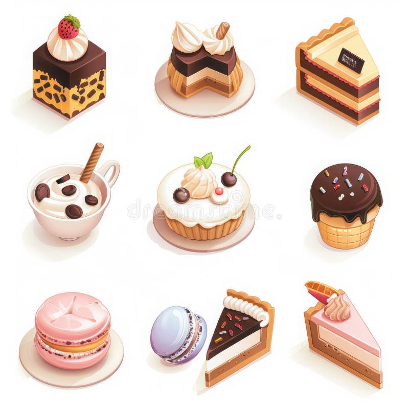Cake Shapes of Various Types Stock Illustration - Illustration of ...
