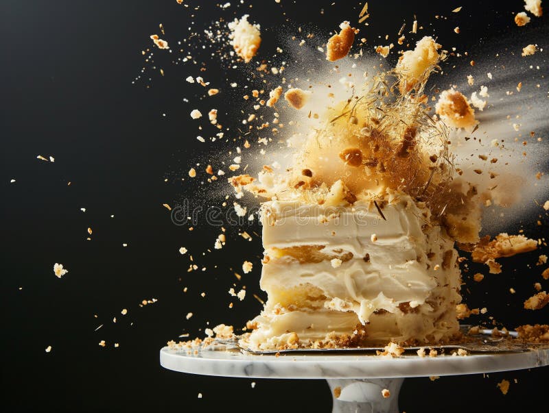 The Cake Shatters Due To an Explosion from Inside Stock Photo - Image ...