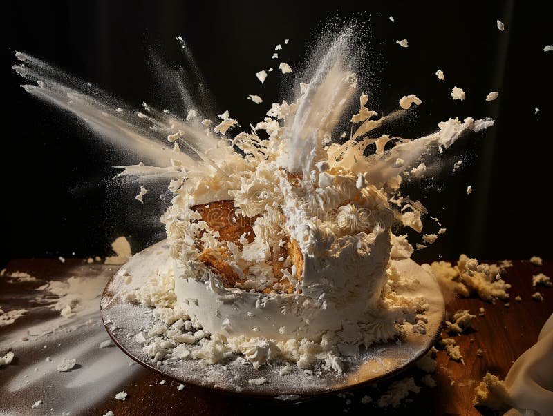 The Cake Shatters Due To an Explosion from Inside Stock Photo - Image ...