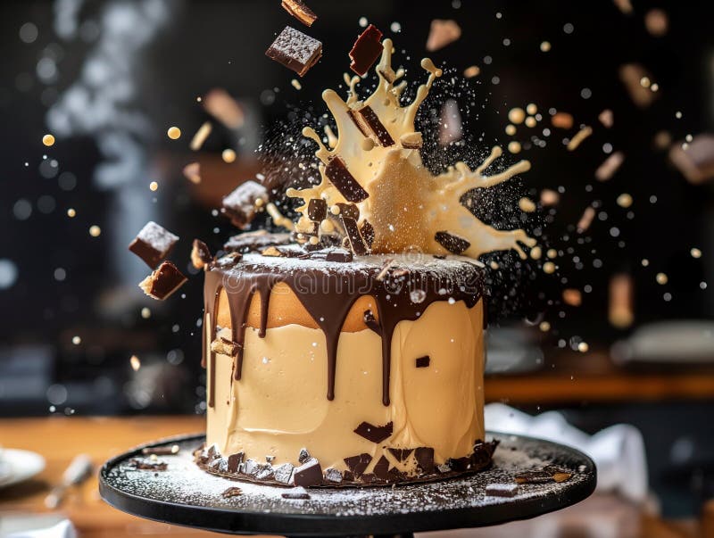 The Cake Shatters Due To an Explosion from Inside Stock Image - Image ...