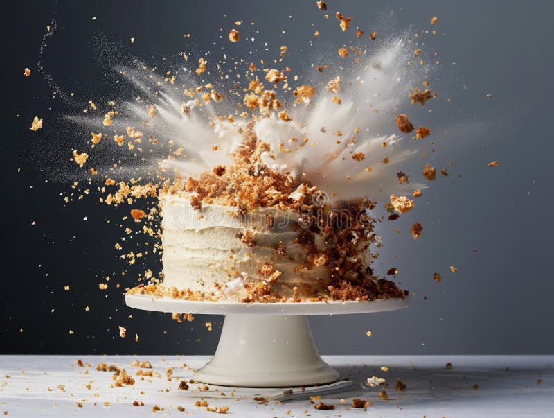 The Cake Shatters Due To an Explosion from Inside Stock Photo - Image ...