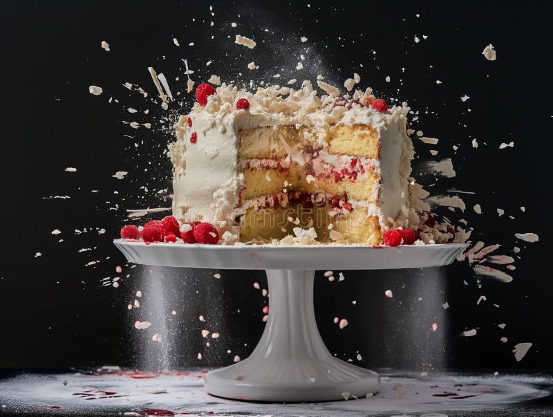 The Cake Shatters Due To an Explosion from Inside Stock Image - Image ...