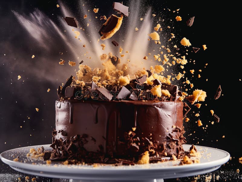 The Cake Shatters Due To an Explosion from Inside Stock Image - Image ...