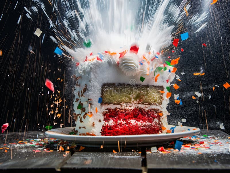The Cake Shatters Due To an Explosion from Inside Stock Photo - Image ...