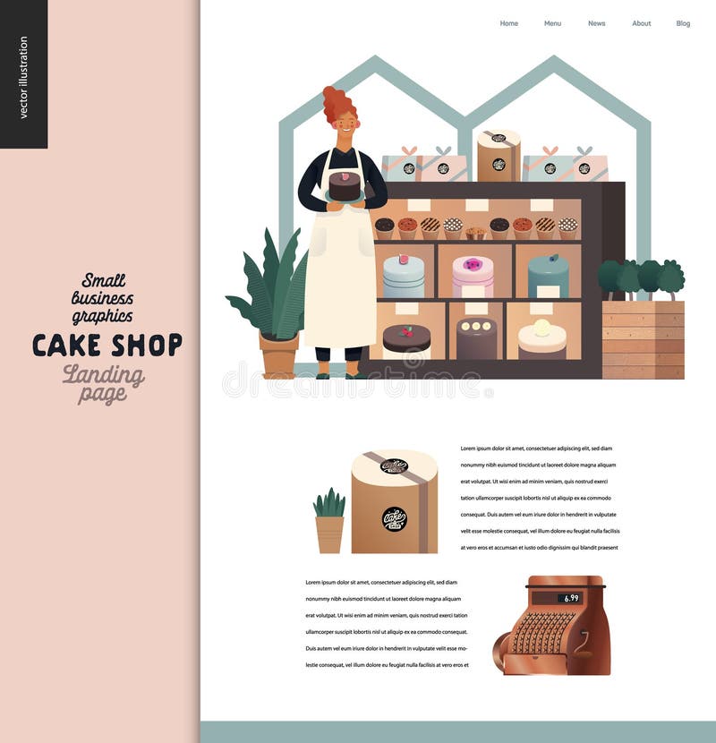 Cake Shop - Small Business Illustrations -landing Page Design Template ...