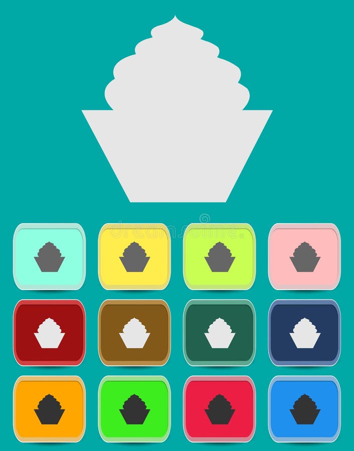 Cake Sign Icon. Round Colourful 12 Buttons Stock Vector - Illustration ...