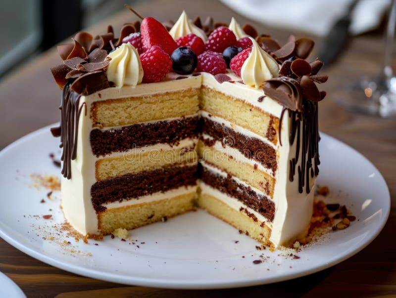 A Cake with a Slice Cut Out Stock Illustration - Illustration of snack ...