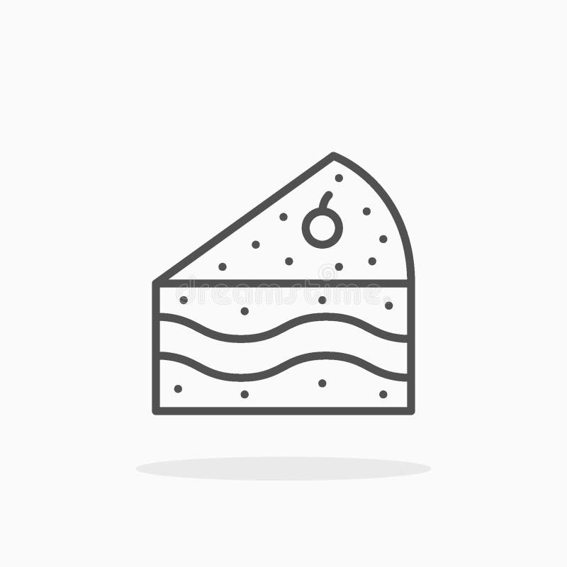 Cake Slice Icon. Outline Style Stock Vector - Illustration of cream ...