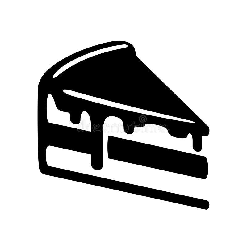 Cake Slice Icon Sign Black Strawberry Vector Illustration Stock Vector ...