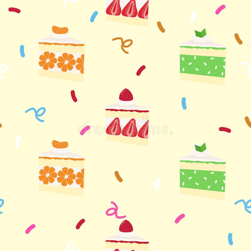 Cake Slice Pattern on White Background Stock Illustration ...