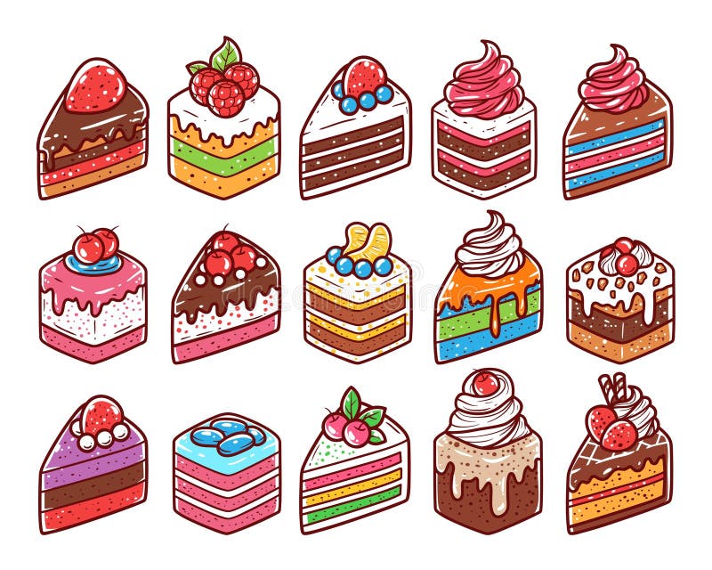 Cake Slice Vector Illustration Set Stock Vector - Illustration of ...