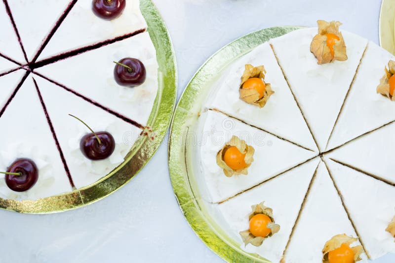 Cake sliced into pieces stock image. Image of dessert - 72392069