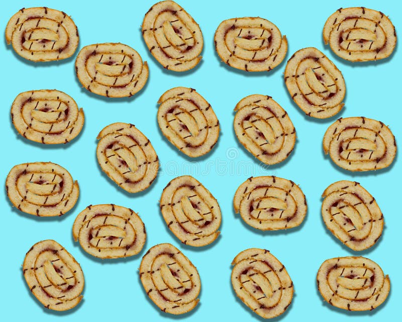 Cake Slices on Blue Background. Pastry Pattern Background, Stock Image ...