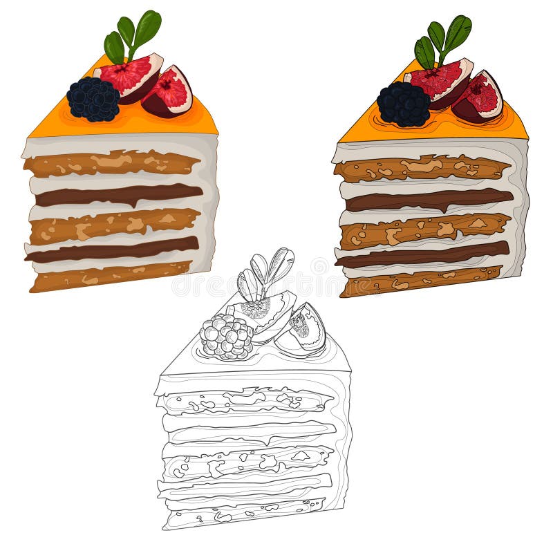 Cake Slices Vector Illustration Three Different Ways Stock Vector ...